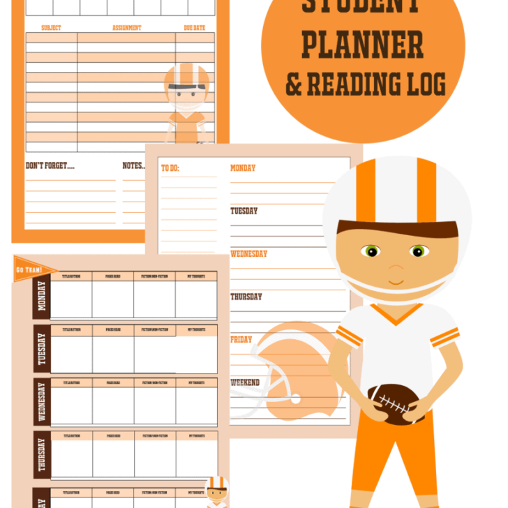 Free Football Themed Planner for Kids - Student Planner and Reading Log ...