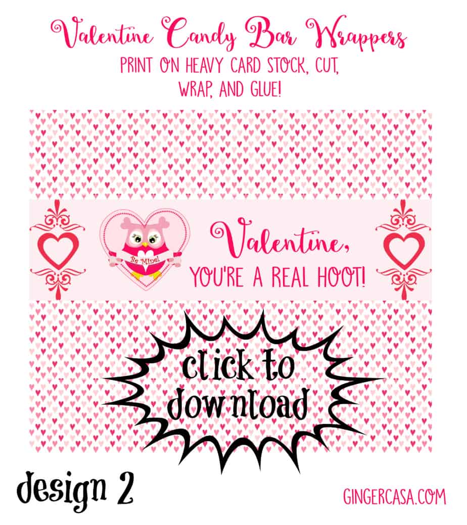 Owl Valentine's Day Candy Bar Wrappers: You're A Real Hoot! Printables