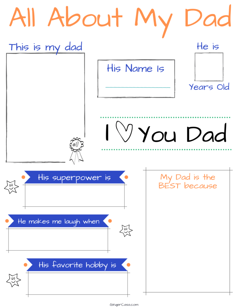 Fun Father's Day Printables - Dad and Grandpa Fact Sheets