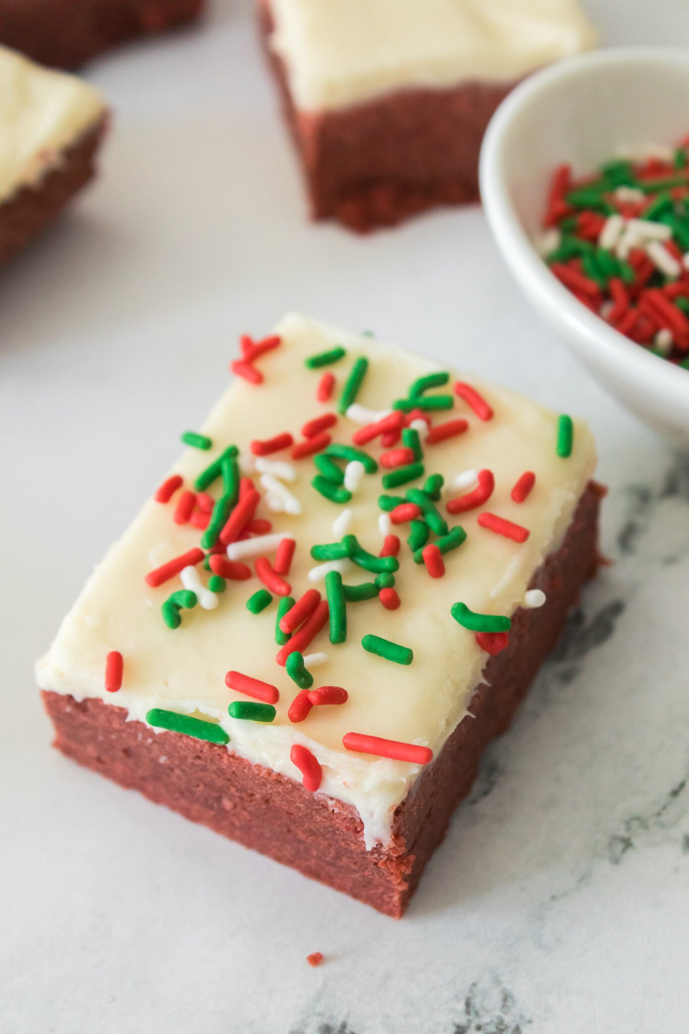 Red Velvet Sugar Cookie Bars with Cream Cheese Icing - Ginger Casa