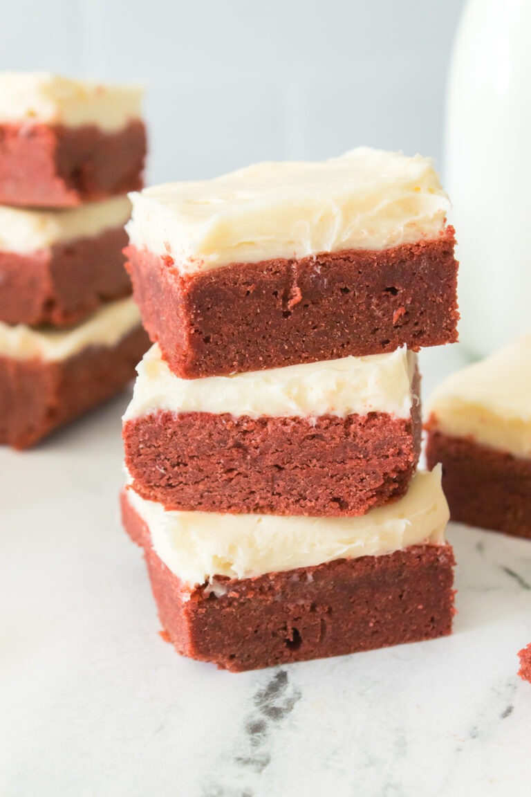 Red Velvet Sugar Cookie Bars with Cream Cheese Icing - Ginger Casa